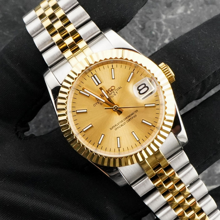 36mm Two Tone Gold Datejust Style Mod Watch w/ Gold Dial & NH35 Moveme ...